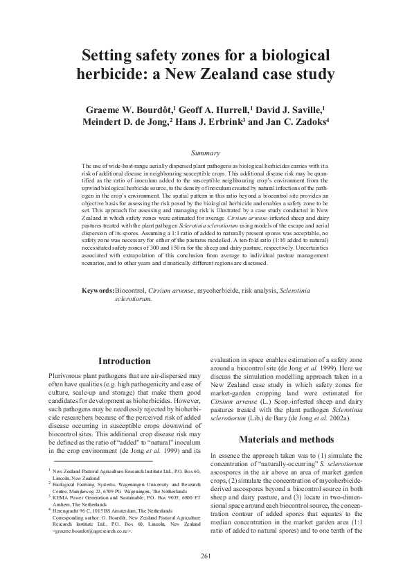 (PDF) Setting safety zones for a biological herbicide: a New Zealand ...