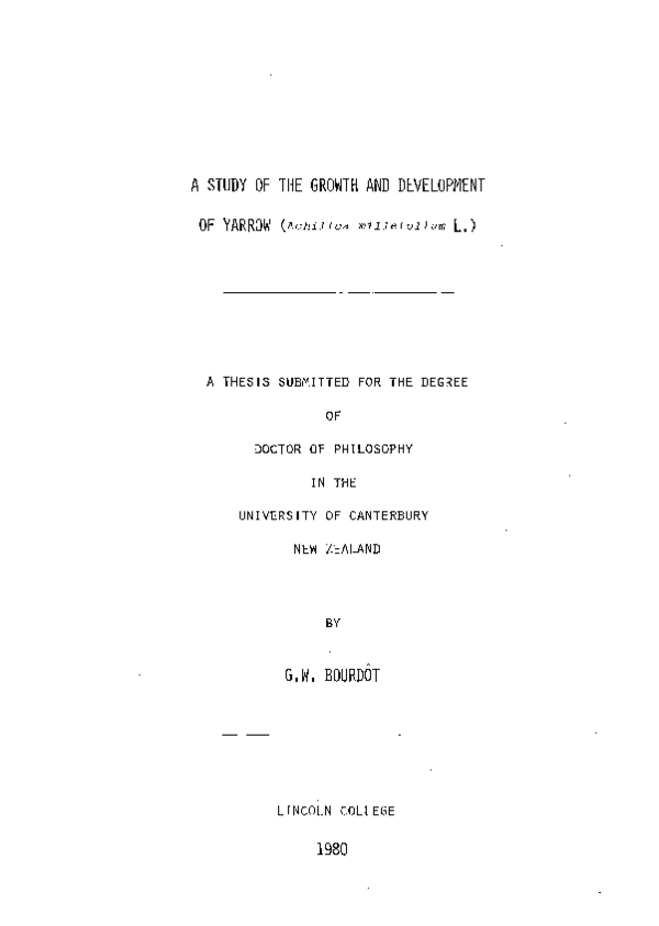 (PDF) A study of the growth and development of yarrow (Achillea ...