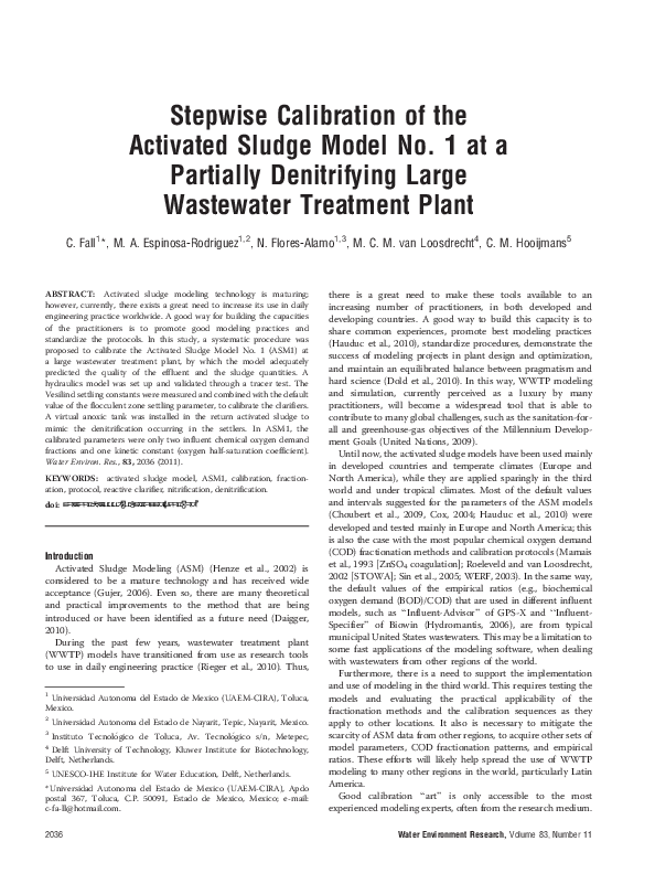 (PDF) Stepwise Calibration of the Activated Sludge Model No. 1 at a ...
