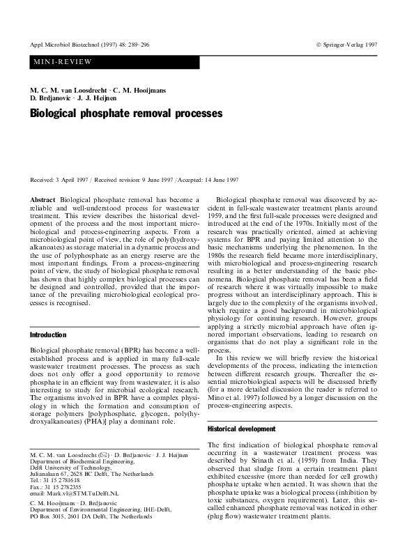 (PDF) Biological phosphate removal processes | Christine Hooijmans - Academia.edu