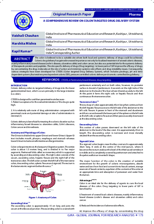 Pdf A Comprehensive Review On Colon Targeted Drug Delivery System