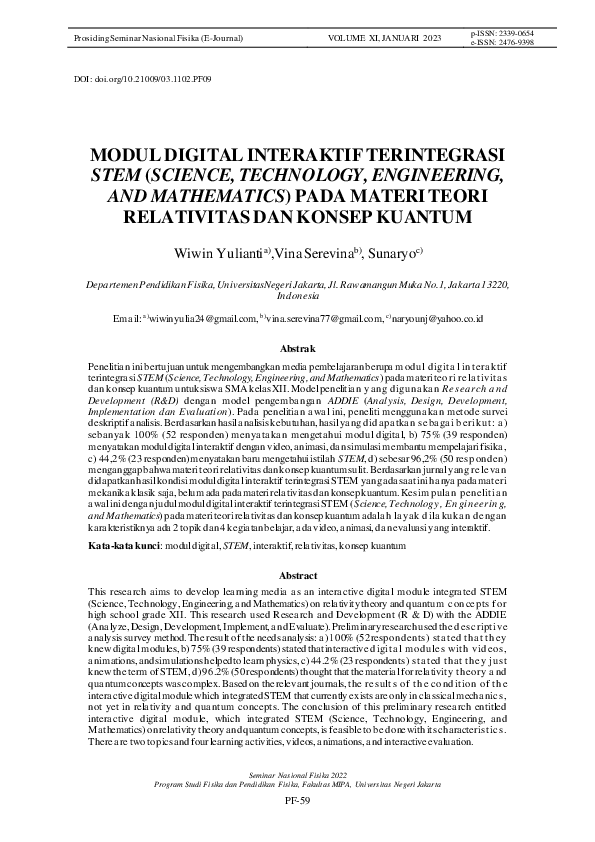 (PDF) Modul Digital Interaktif Terintegrasi Stem (Science, Technology, Engineering, and ...