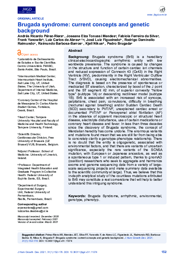 (PDF) Brugada syndrome: current concepts and genetic background