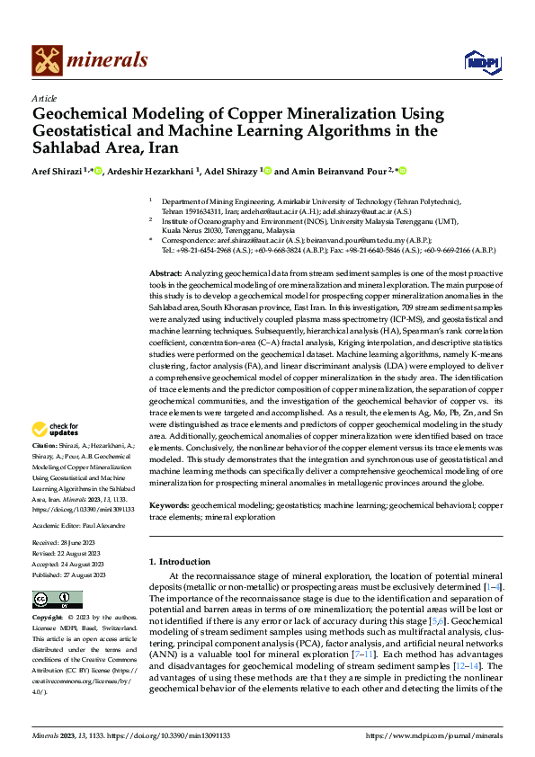 (PDF) Geochemical Modeling of Copper Mineralization Using ...