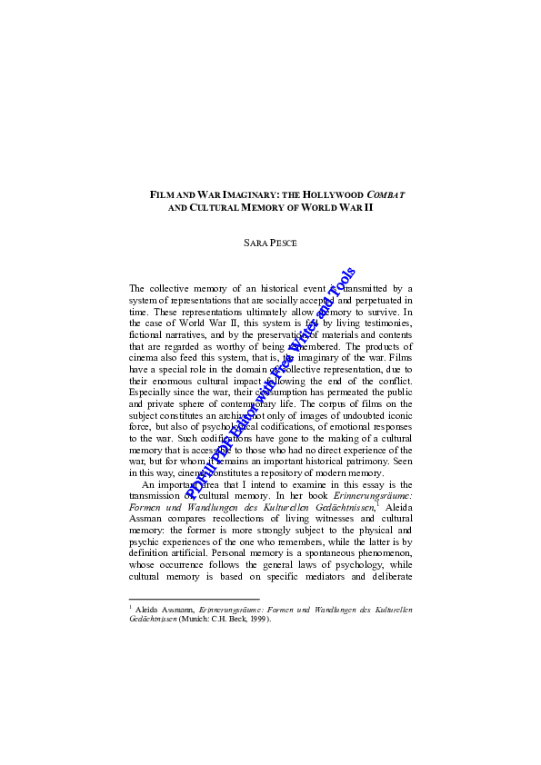 (PDF) Film and War Imaginary. The Hollywood Combat and Cultural Memory of World War II