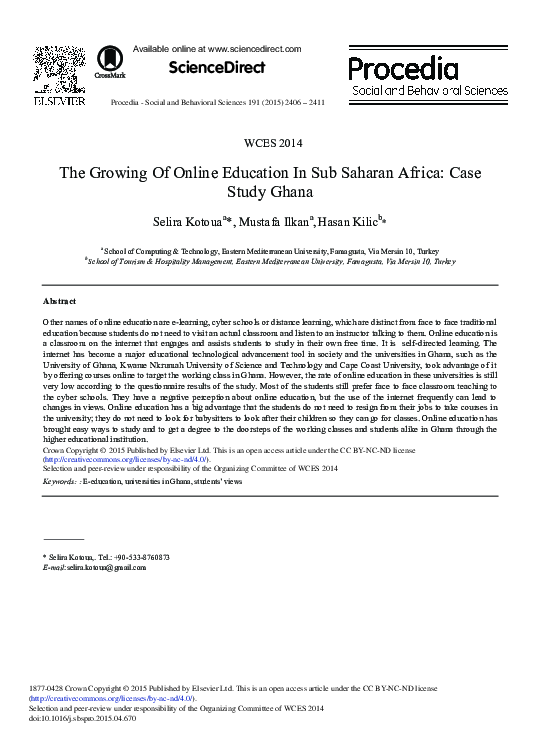 (PDF) The Growing of Online Education in Sub Saharan Africa: Case Study ...