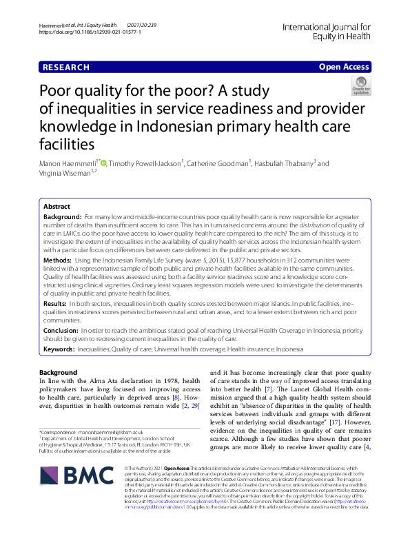 (PDF) Poor quality for the poor? A study of inequalities in service ...