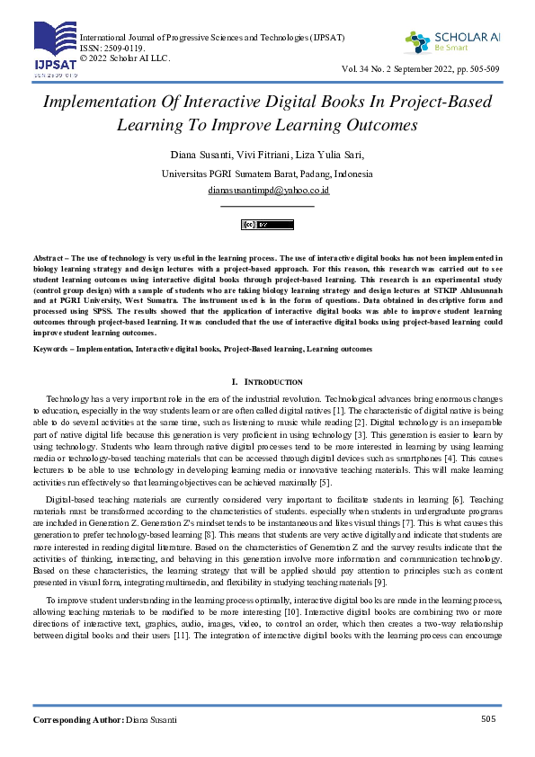(PDF) Implementation Of Interactive Digital Books In Project-Based ...