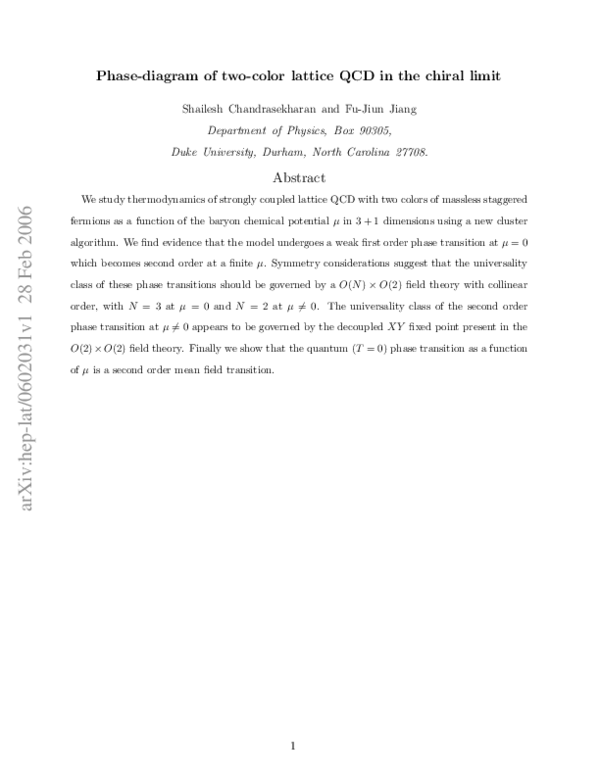 (PDF) Phase diagram of two-color lattice QCD in the chiral limit