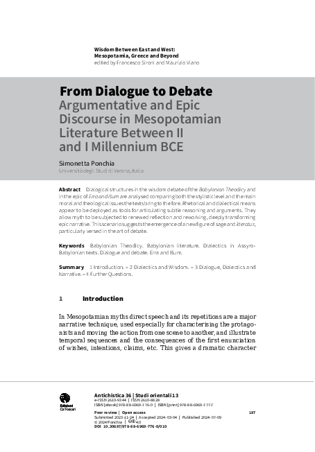 (PDF) From Dialogue to Debate. Argumentative and Epic Discourse in ...