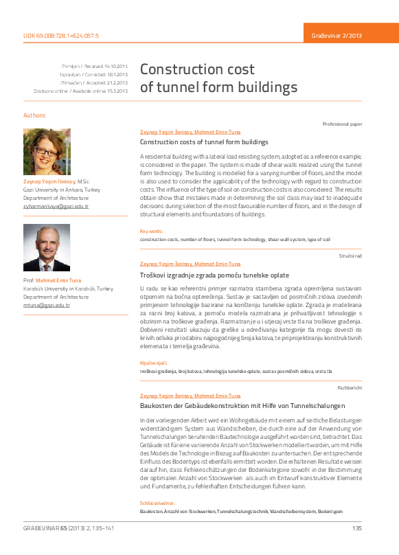 (PDF) Construction costs of tunnel form buildings