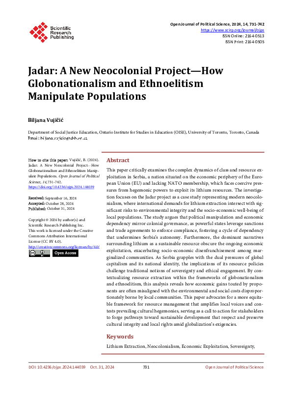 (PDF) Jadar - A New Neocolonial Project