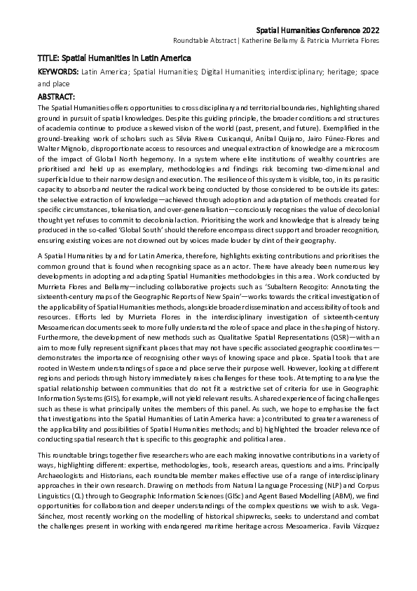(PDF) Spatial Humanities in Latin America
