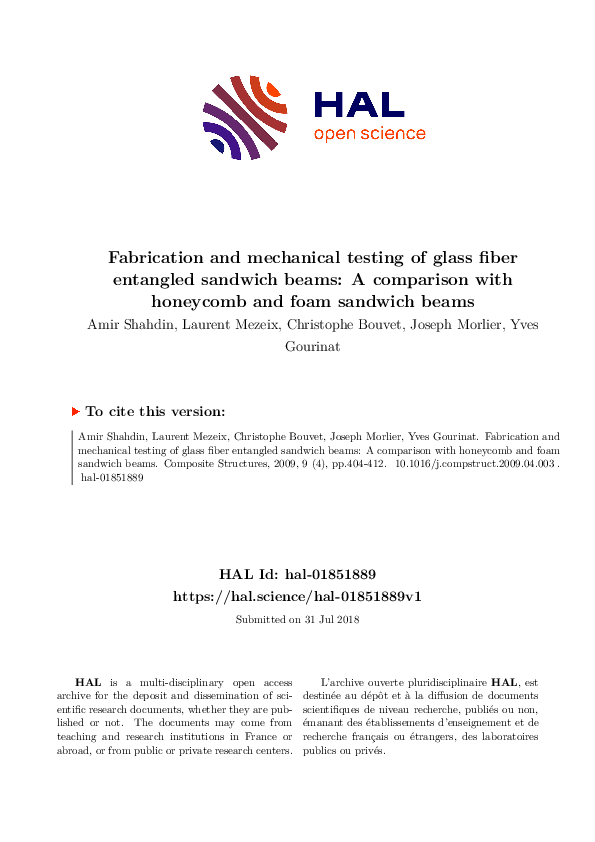 (PDF) Fabrication and mechanical testing of glass fiber entangled ...