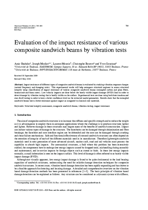 (PDF) Evaluation of the Impact Resistance of Various Composite Sandwich ...