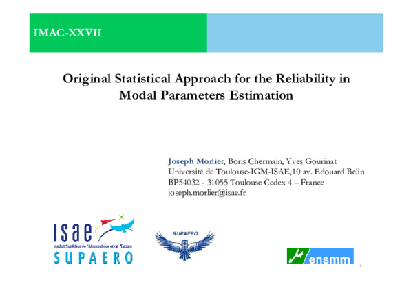 (PDF) Original statistical approach for the reliability in modal parameters estimation
