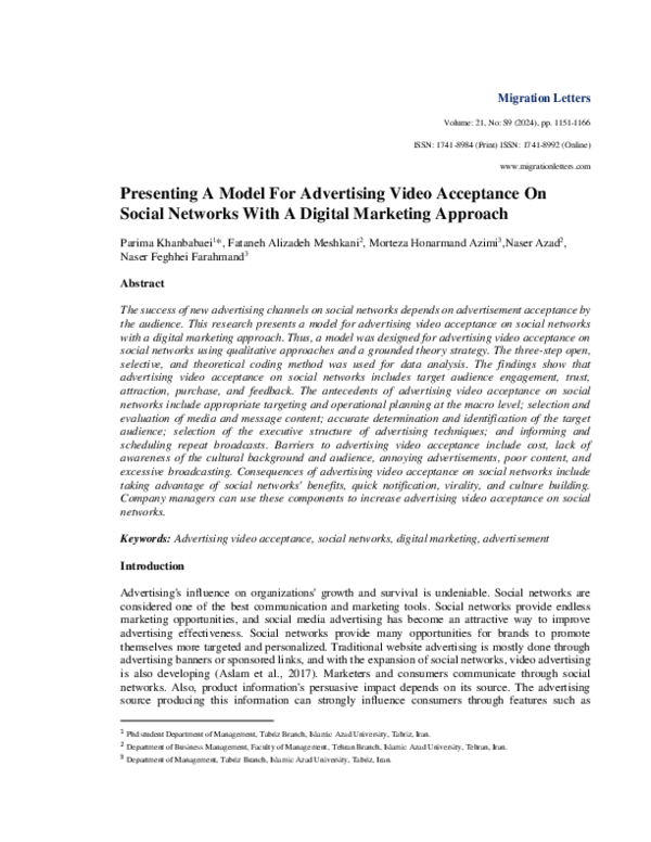 (PDF) Model for Social Media Advertising Acceptance