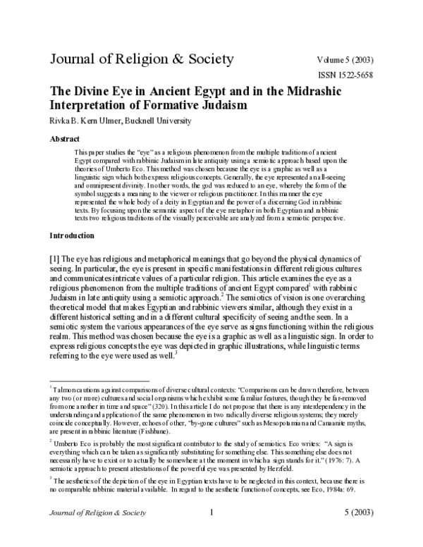 (PDF) The divine eye in ancient Egypt and in the Midrashic ...