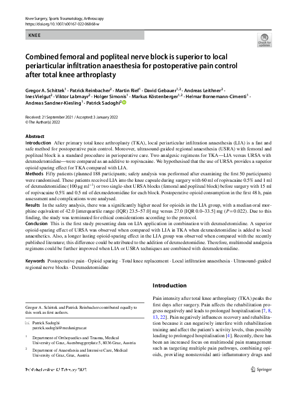 (PDF) Combined femoral and popliteal nerve block is superior to local ...