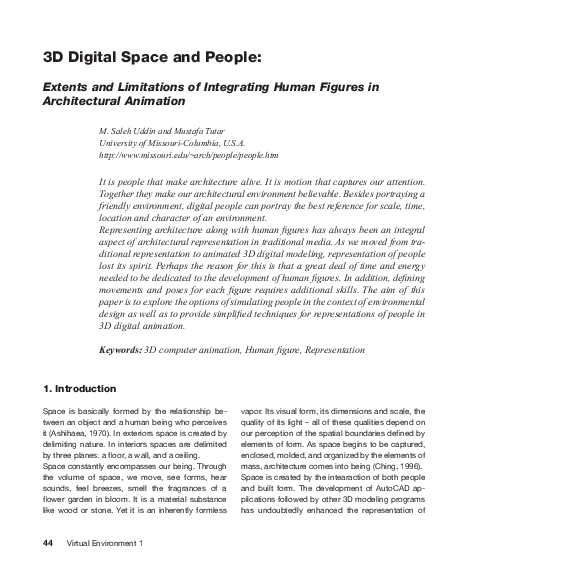 (PDF) 3D Digital Space and People: Extents and Limitations of ...
