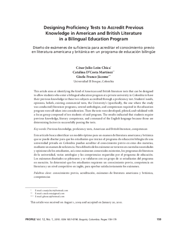 (PDF) Designing Proficiency Tests to Accredit Previous Knowledge in ...