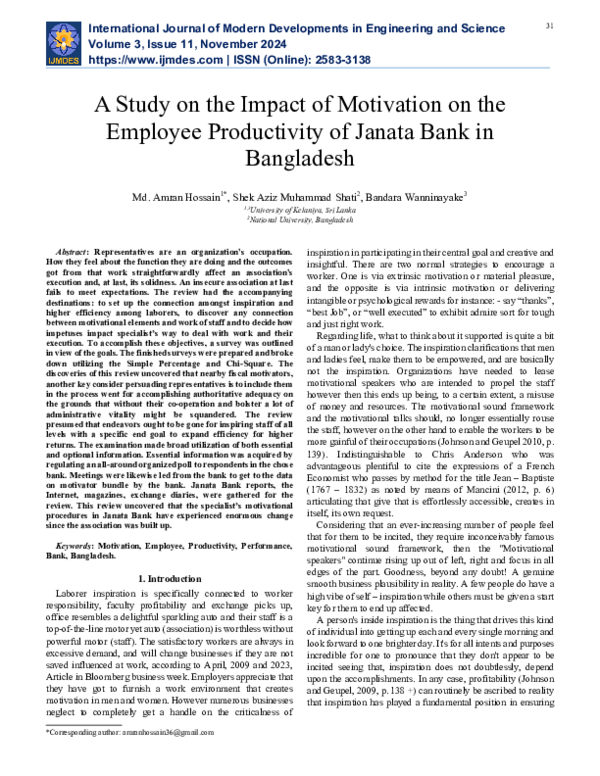 (PDF) A Study on the Impact of Motivation on the Employee Productivity ...