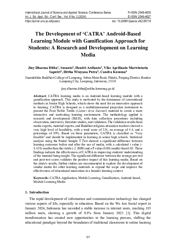 (PDF) The Development of ‘CATRA’ Android-Based Learning Module with Gamification Approach for ...