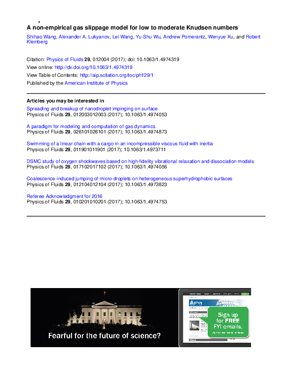 (PDF) A non-empirical gas slippage model for low to moderate Knudsen ...