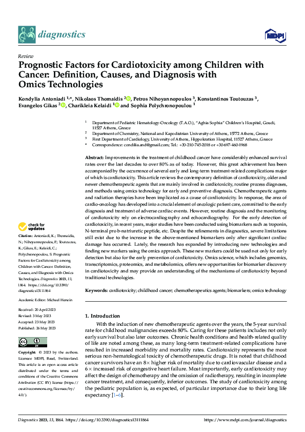 (PDF) Prognostic Factors for Cardiotoxicity among Children with Cancer ...
