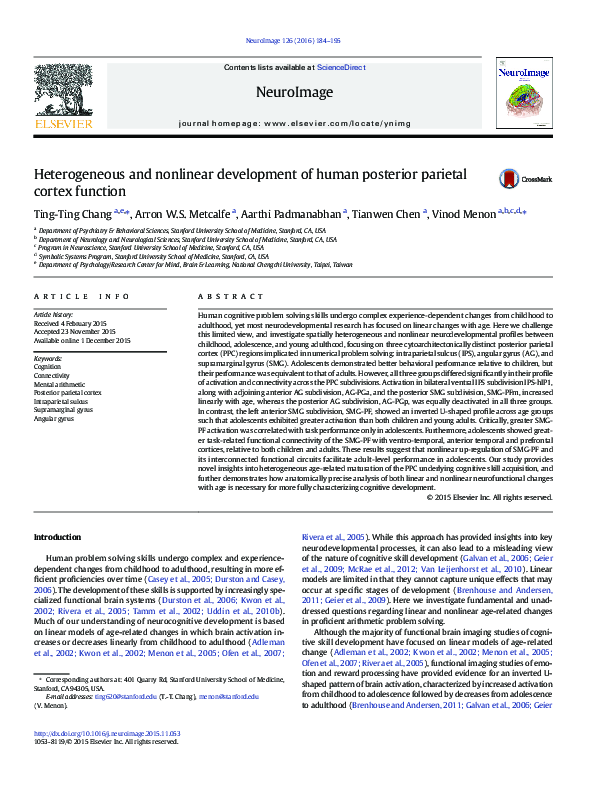 (PDF) Heterogeneous and nonlinear development of human posterior ...