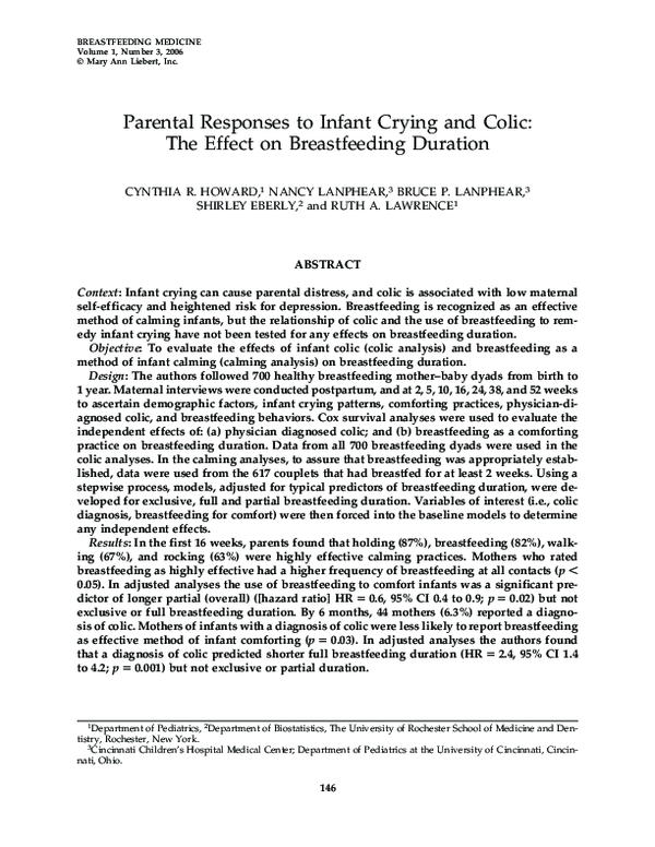 (PDF) Parental Responses to Infant Crying and Colic: The Effect on ...