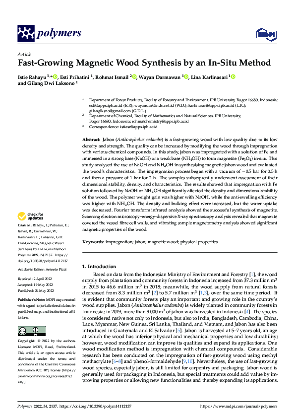 (PDF) Fast-Growing Magnetic Wood Synthesis by an In-Situ Method