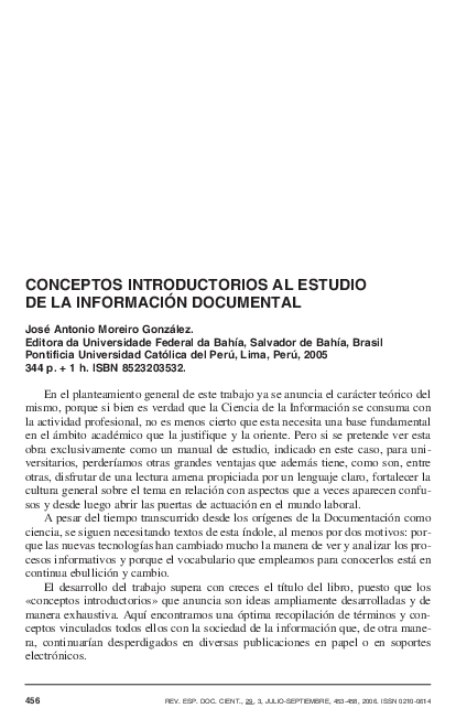 (PDF) Conceptos introductorios al estudio de la información documental
