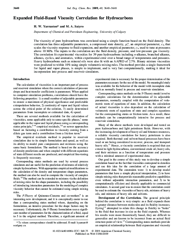 (PDF) Expanded fluid-based viscosity correlation for hydrocarbons using ...