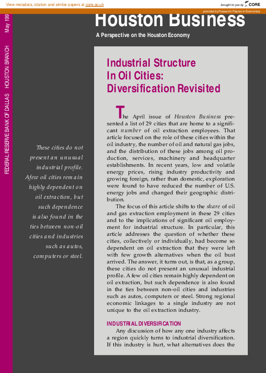 (PDF) Industrial structure in oil cities: diversification revisited