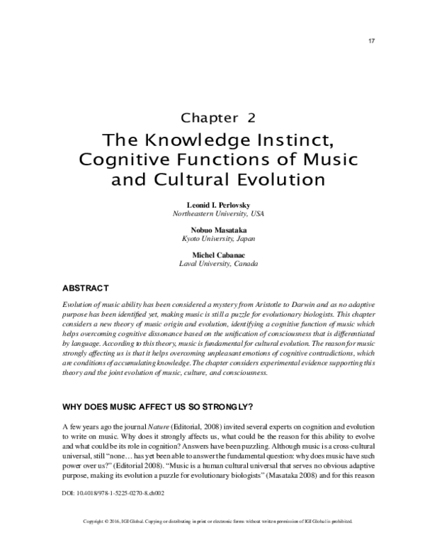 (PDF) The Knowledge Instinct, Cognitive Functions of Music and Cultural ...