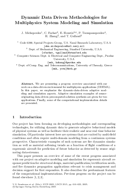 (PDF) Dynamic Data Driven Methodologies for Multiphysics System Modeling and Simulation
