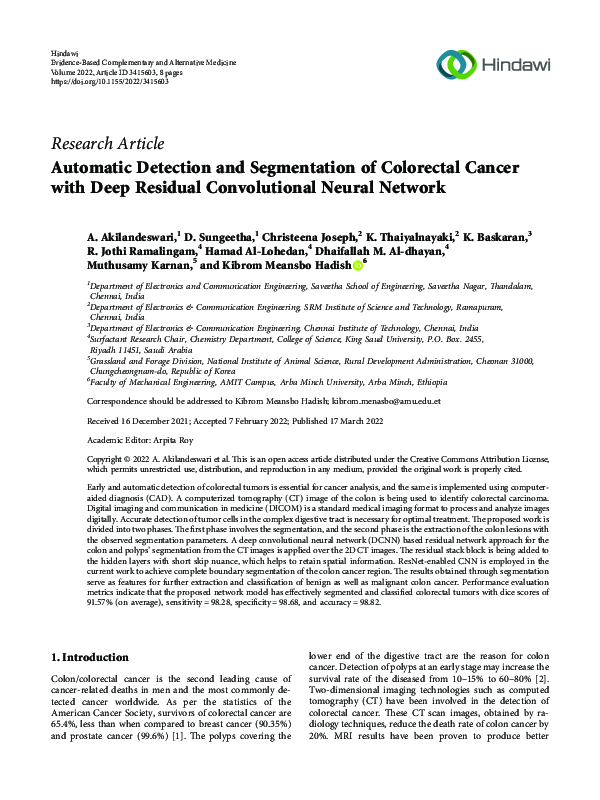 (PDF) Automatic Detection and Segmentation of Colorectal Cancer with ...