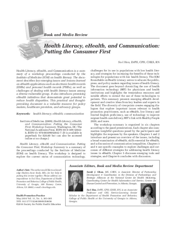 (PDF) Health Literacy, eHealth, and Communication: Putting the Consumer ...