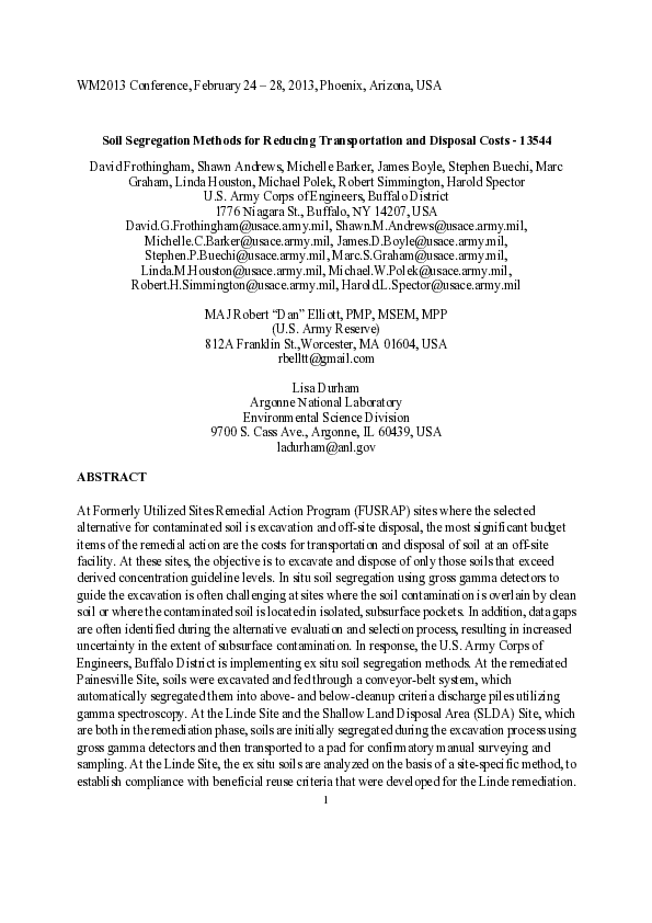 (PDF) Soil Segregation Methods for Reducing Transportation and Disposal ...