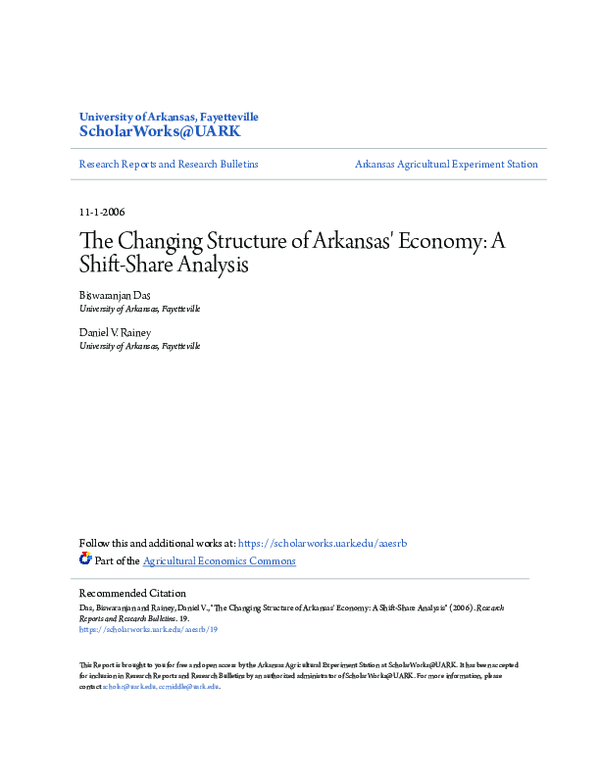 (PDF) The Changing Structure of Arkansas\u27 Economy: A Shift-Share Analysis | Biswa Das ...