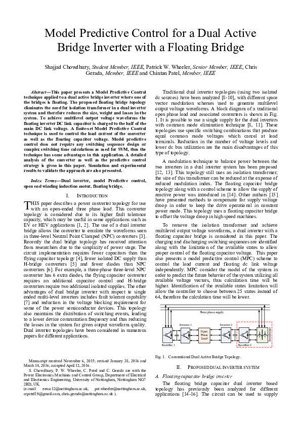 (PDF) Model Predictive Control for a Dual-Active Bridge Inverter With a Floating Bridge