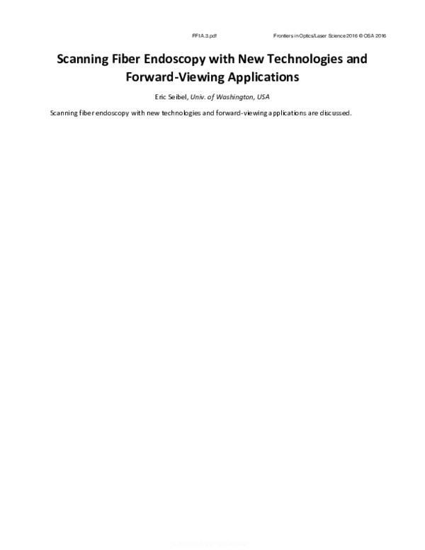 (PDF) Scanning Fiber Endoscopy with New Technologies and Forward ...