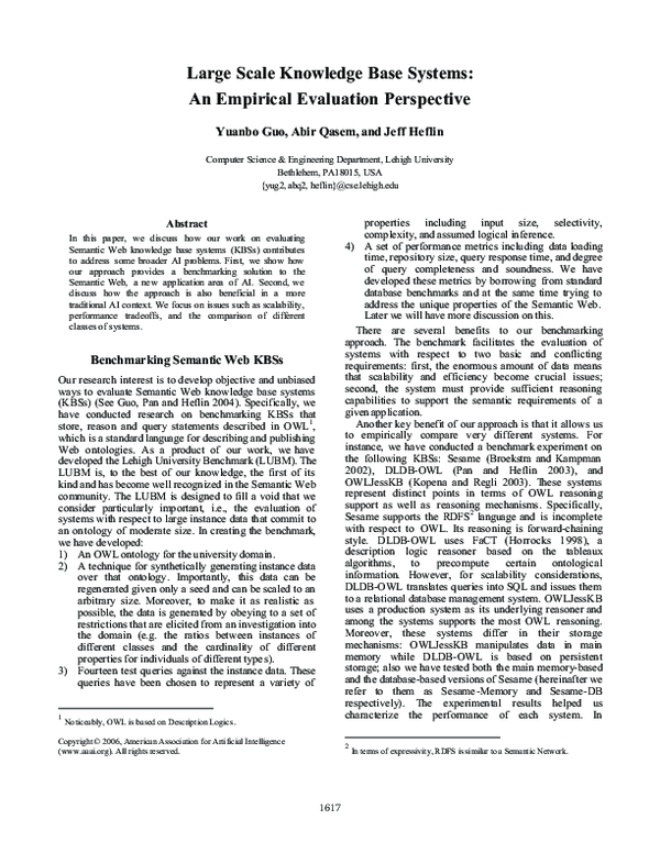 (PDF) Large Scale Knowledge Base Systems: An Empirical Evaluation ...