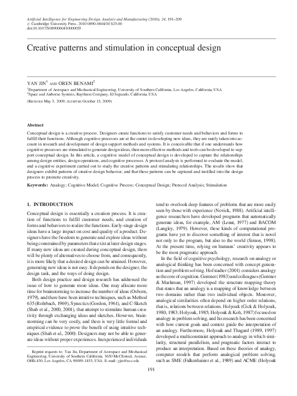 (PDF) Creative patterns and stimulation in conceptual design