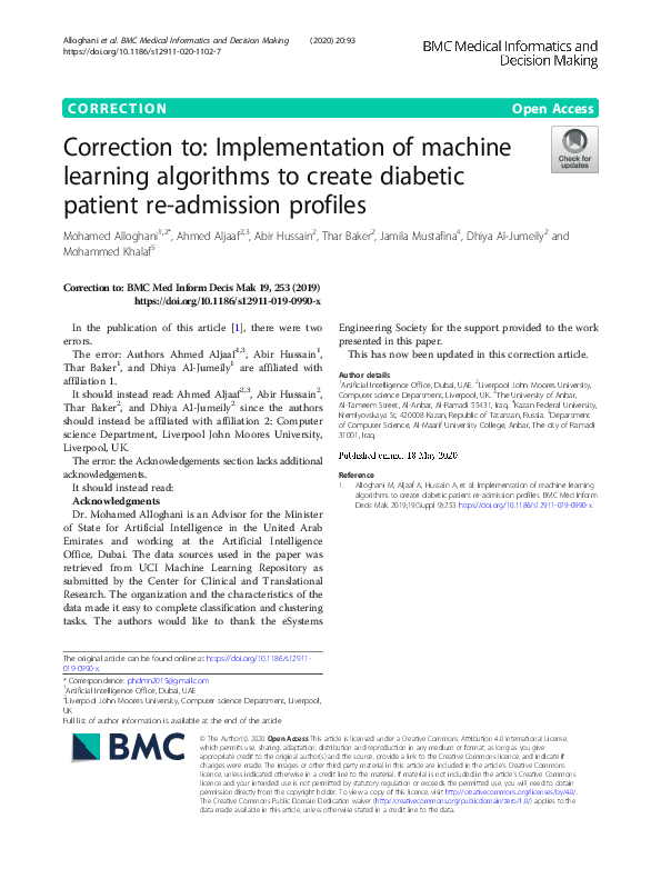 Pdf Correction To Implementation Of Machine Learning Algorithms To