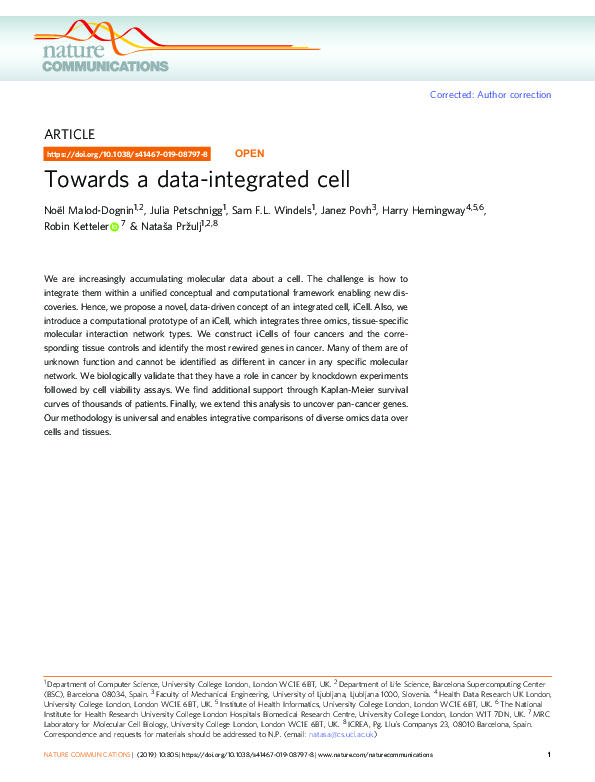 (PDF) Towards a data-integrated cell