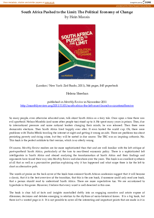 (PDF) Book review: South Africa pushed to the limit by Hein Marais
