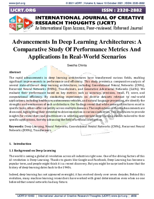 (PDF) Advancements In Deep Learning Architectures: A Comparative Study ...