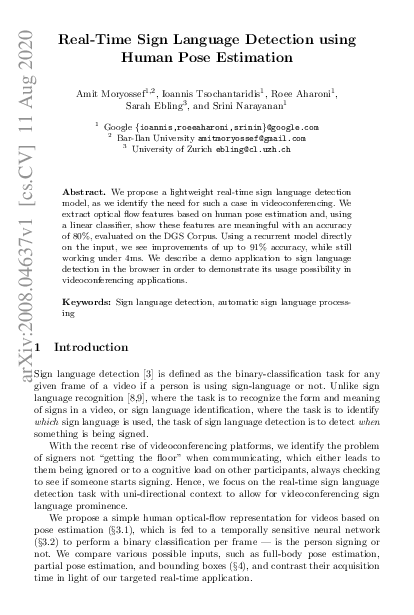 (PDF) Real-Time Sign Language Detection Using Human Pose Estimation ...